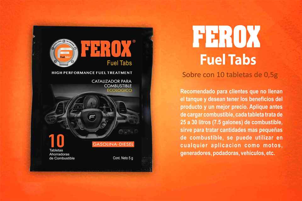 Ferox Fuel Tabs - Ahorrador de Combustible, Gasolina, Diesel, GLP